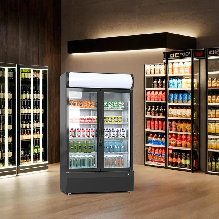 Convenience Store 1 2 3 Upright Glass Doors Commercial Beverage Display ...