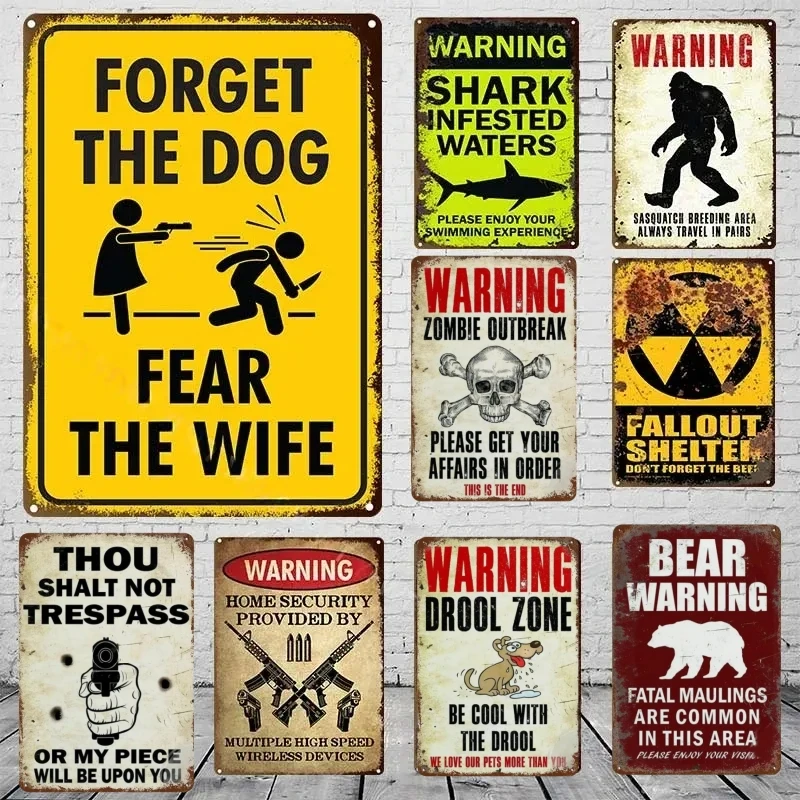 Warning-Metal-Tin-Signs-Decor-Dark-Danger-Zombie-Personalise-Horror ...