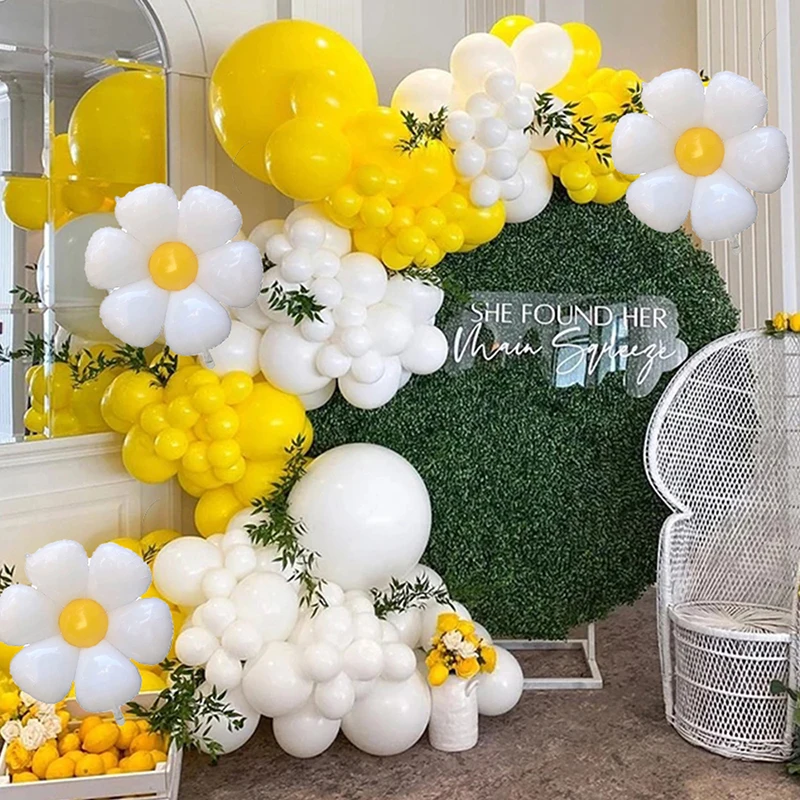 Daisy-Balloon-Arch-Garland-Foil-Balloon-Kit-Yellow-Pink-Latex-Balloons ...