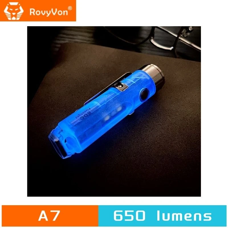 RovyVon 오로라 A7 키체인 손전등, 충전식 8 가지 모드, 매우 밝음, 비상시 EDC 토치 포함, 650 루멘, 빛나는 ...