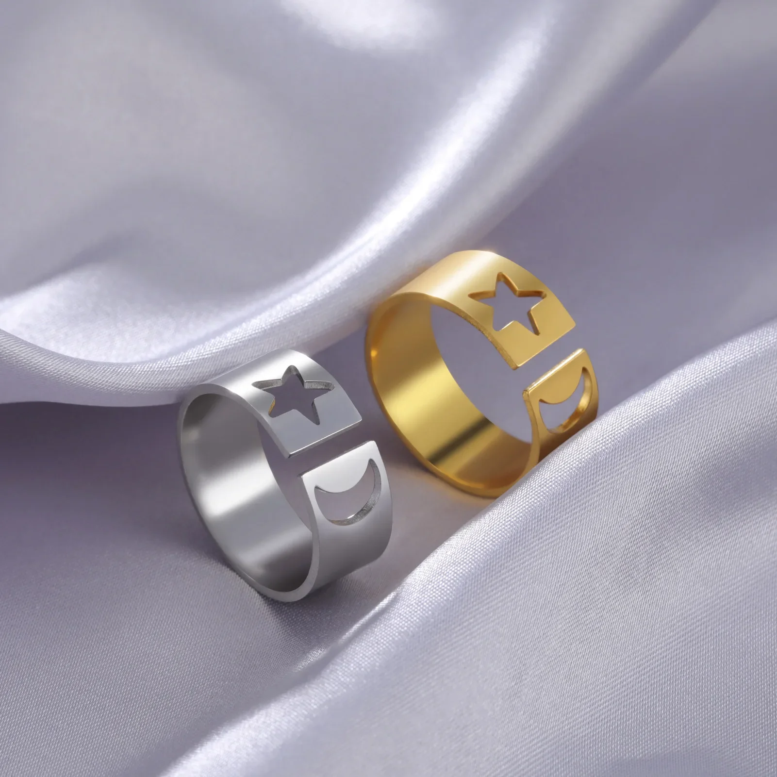 Trendy-Titanium-Steel-Cutout-Hollow-Star-Moon-Stainless-Steel-Ring ...