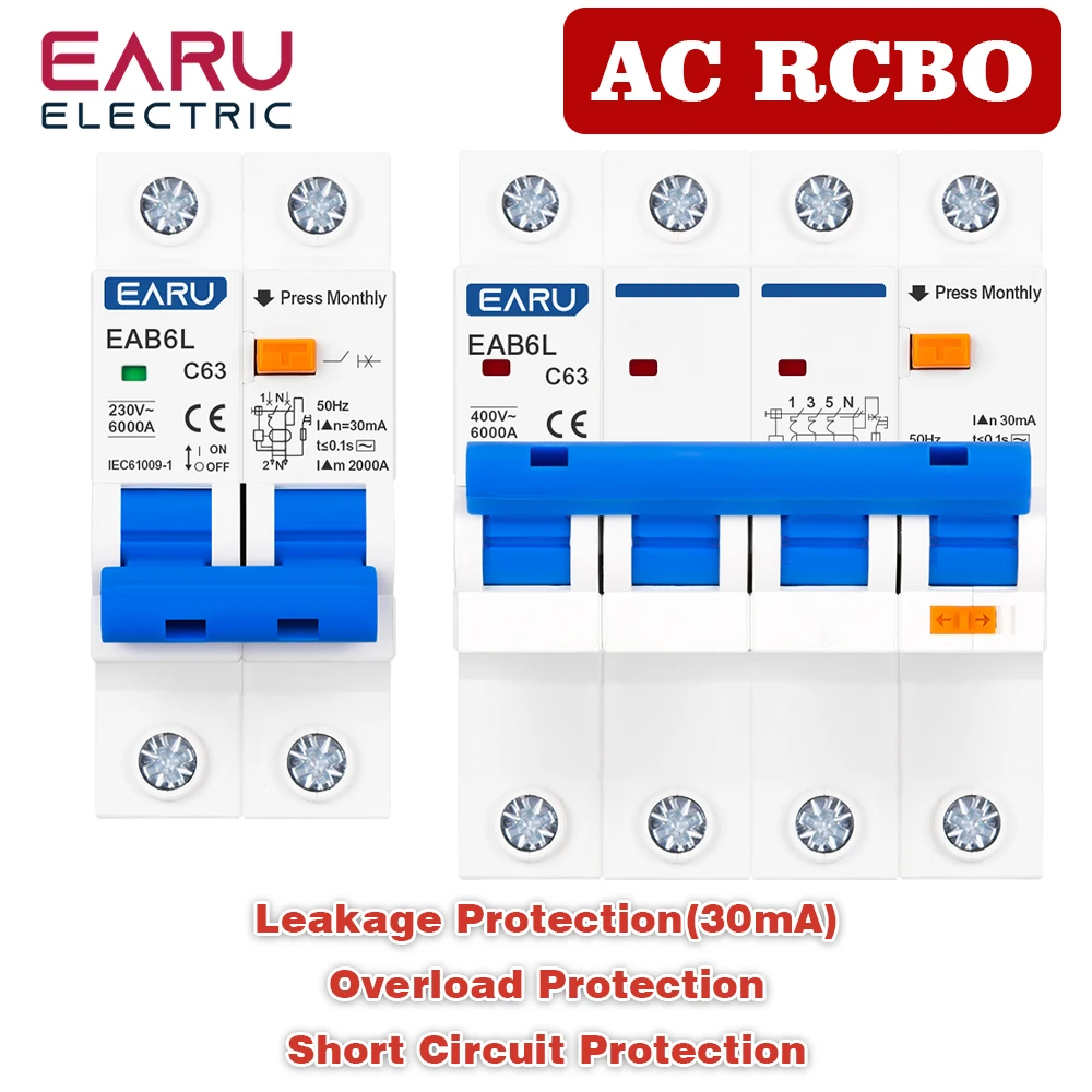 AC-230V-MCB-Leakage-Protector-RCBO-Overload-Short-Circuit-Protection-2P ...
