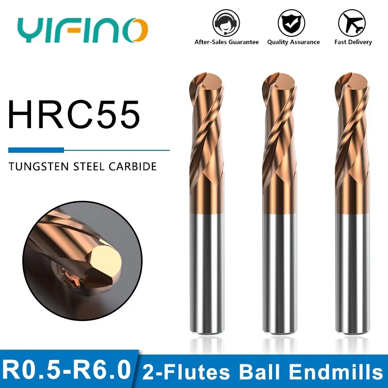 Yicnc-HRC55-2-Flute-freze-kesicisi-Tungsten-elik-karb-r-topu-burun-End ...