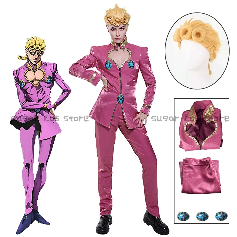JO Anime Golden Wind Cosplay disfraz peluca Giorno Giovanna sujetador ...