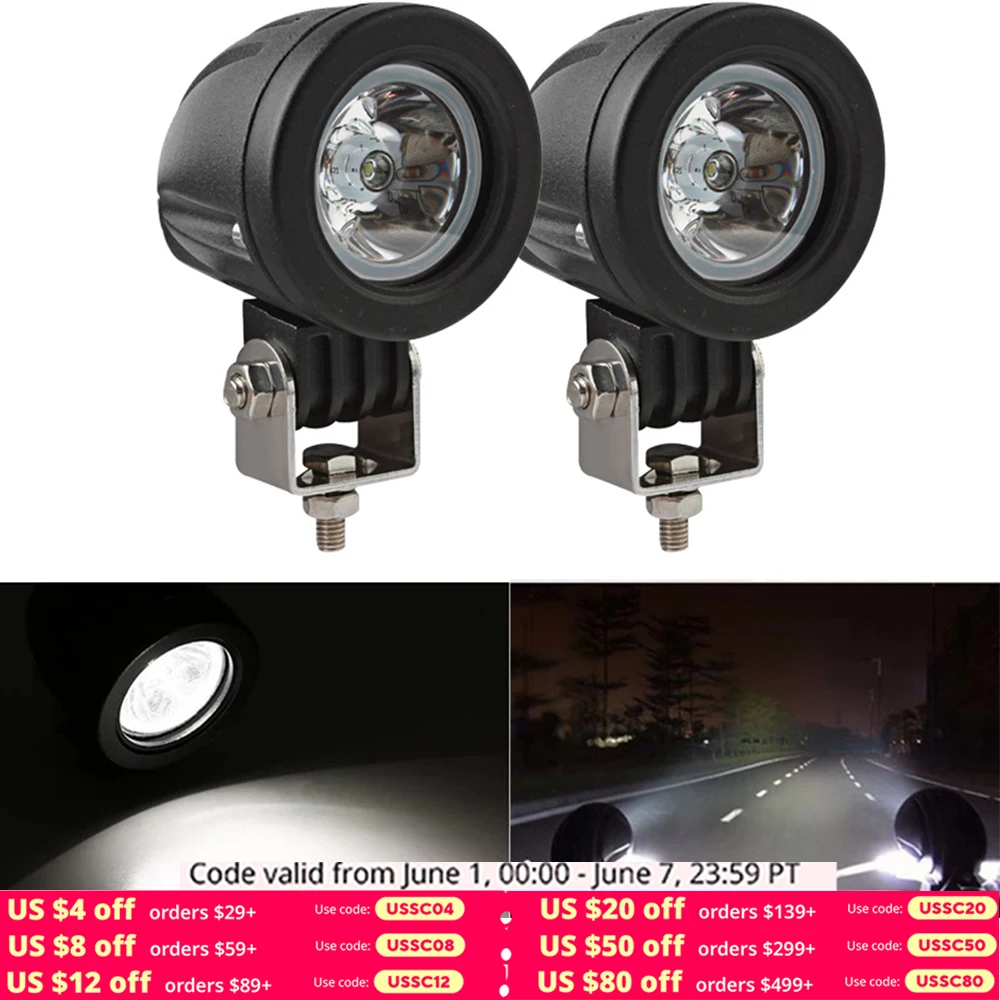 Motorcycle-LED-Work-2Inch-Light-10W-12V-24V-Mini-Auto-Truck-ATV-4X4-4WD ...