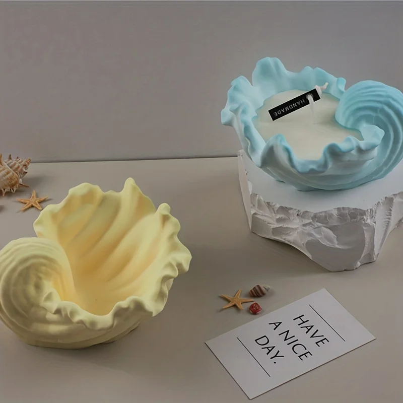 Concrete-Shell-Candle-Cup-Silicone-Mold-DIY-Gypsum-Conch-Shell-Candle ...