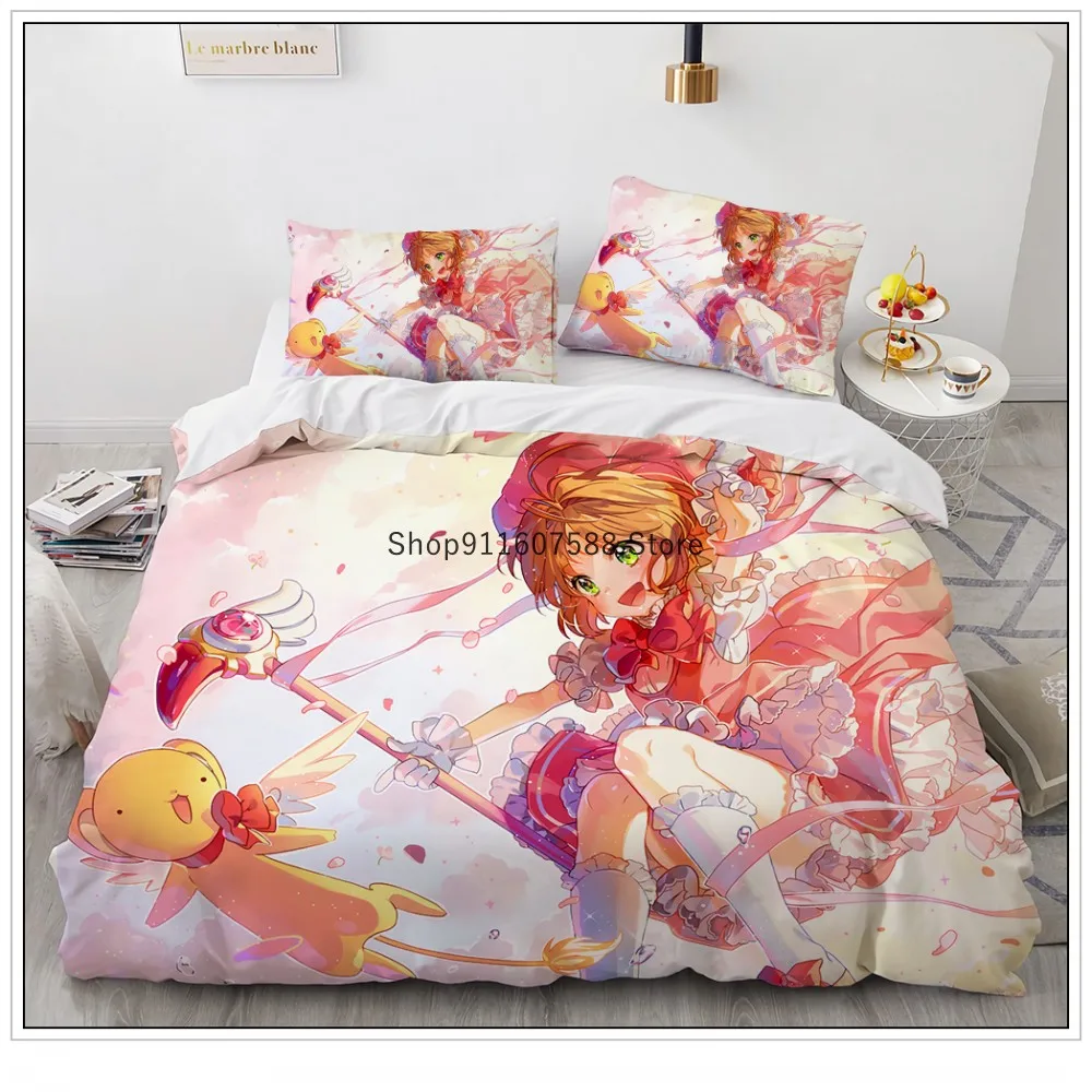 Girls Kawaii 2/3 pcs Bedding Sets Anime Cardcaptor Sakura Duvet Cover ...