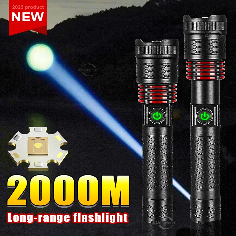 2000M-White-Laser-Ultra-Powerful-LED-Flashlight-USB-Recharge-Long-Range ...