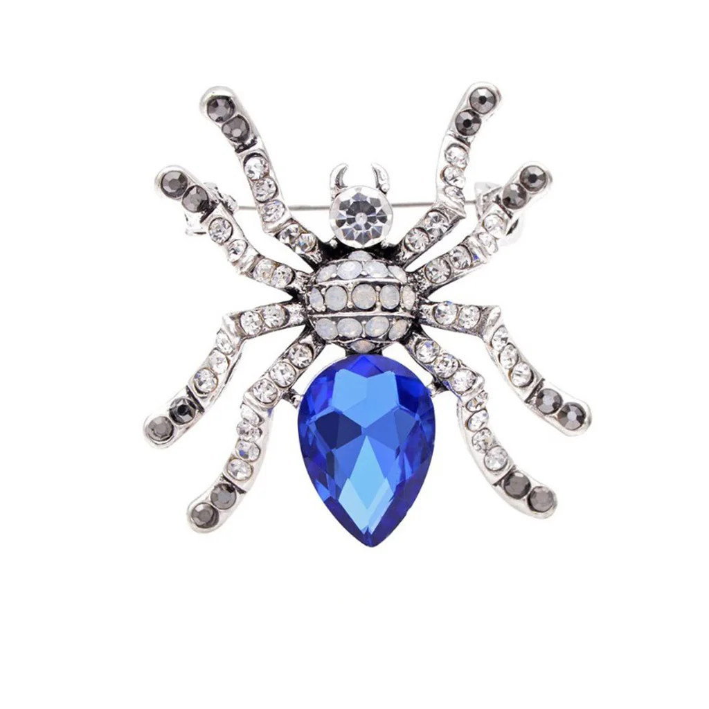 Blue Crystal Spider Brooch Classic Design Insect Pin Women and Men ...