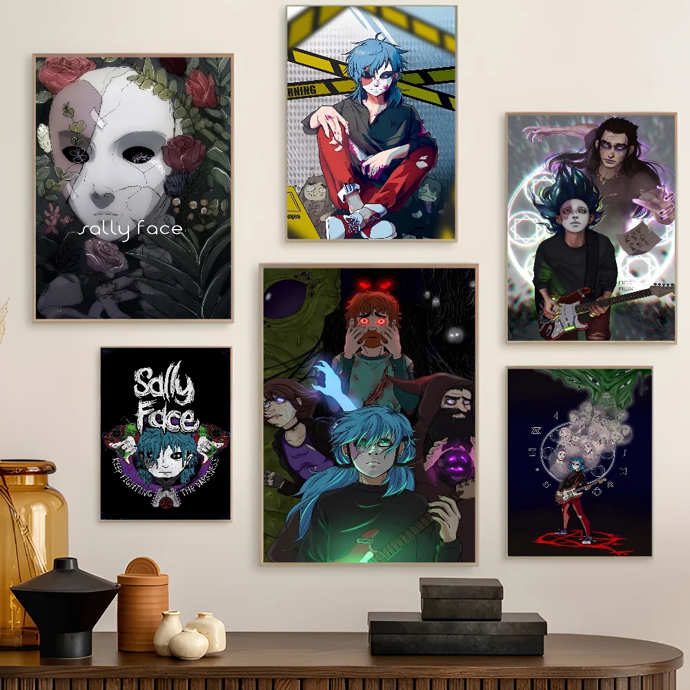 Sally Face Self-adhesive Art Poster Waterproof Paper Sticker Coffee ...