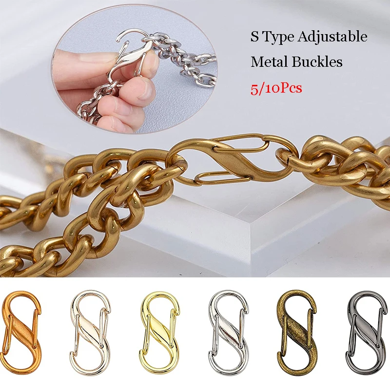 10-5Pcs-Adjustable-Metal-Buckles-S-Type-Chain-Double-Buckle-Chain-Link ...