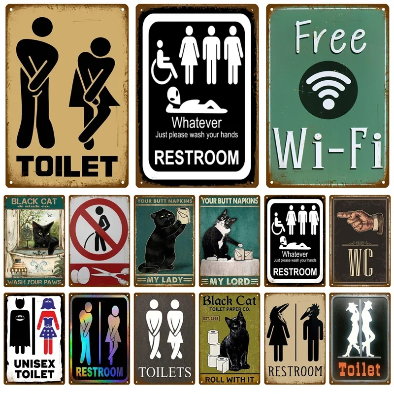 Man-Lady-Funny-WC-Sign-Metal-Poster-Toilet-Plate-Tin-Plaque-KTV-Bar ...