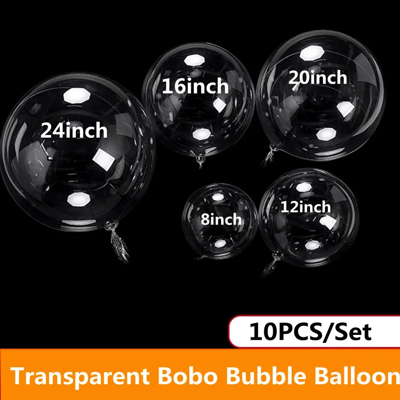 10pcs Transparent Bobo Balloon 10/18/20/24inch Happy Birthday Bobo ...