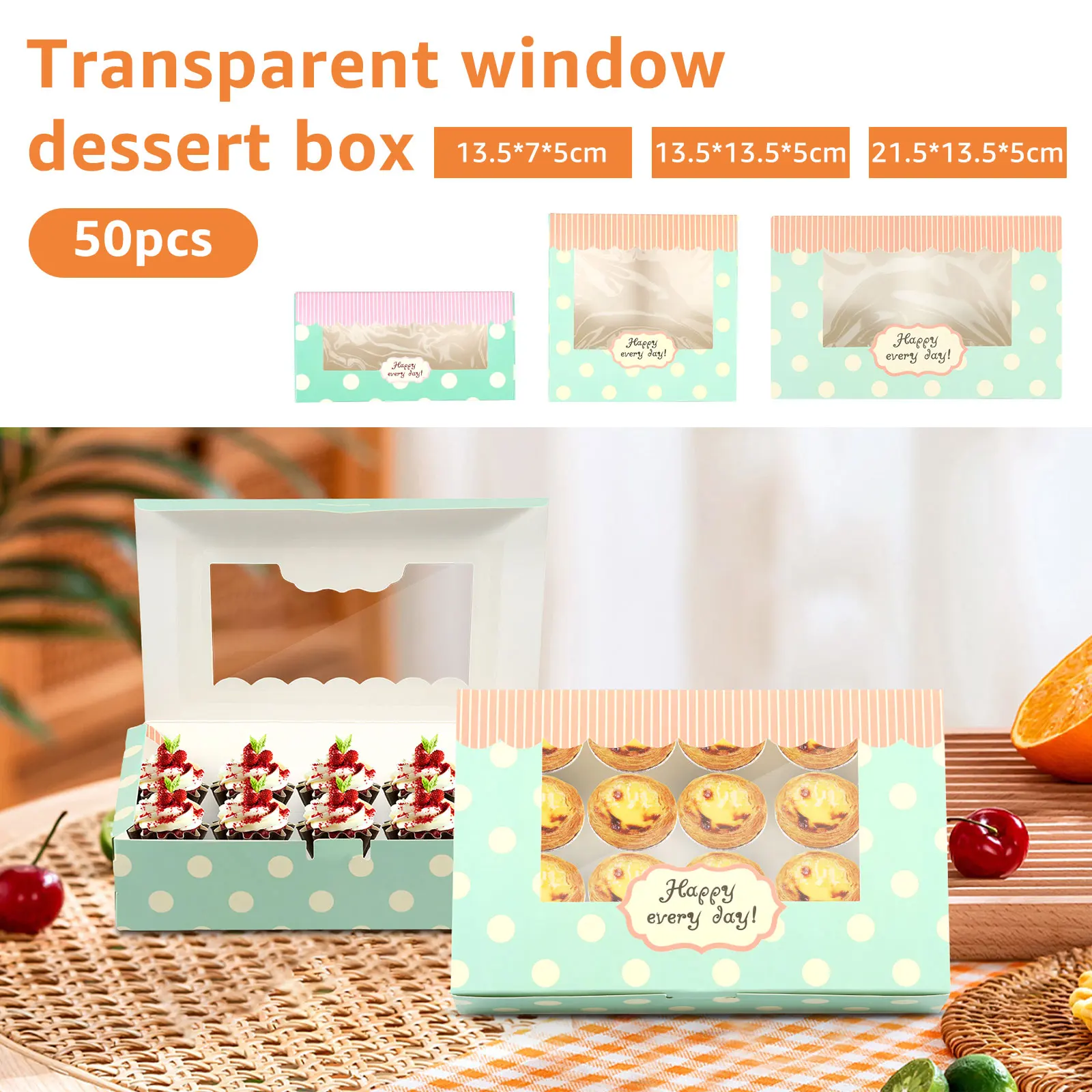 50/10pc Cupcake Box Pastry Boxes Clear Cake Box with Window Paper Gift ...