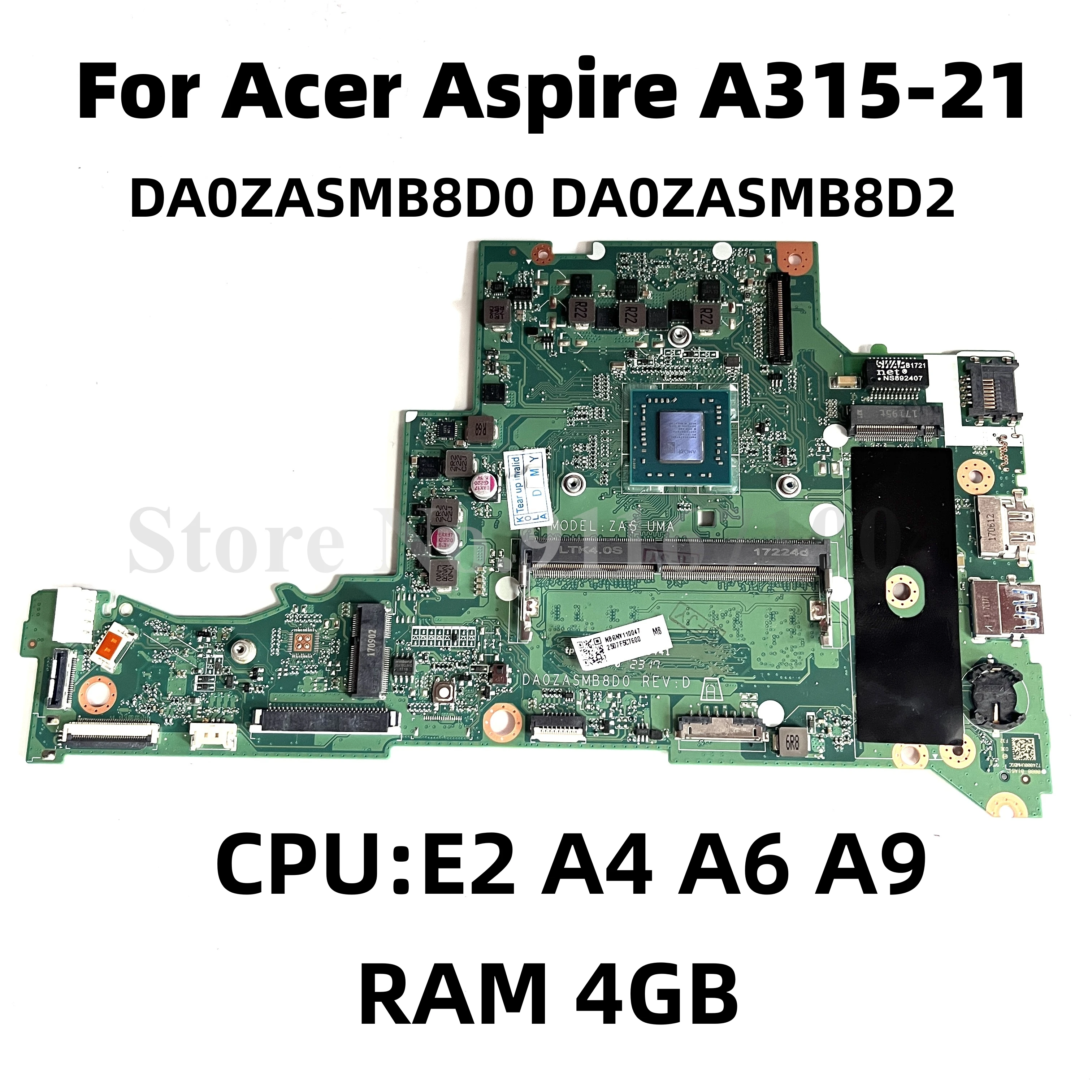 DA0ZASMB8D0 DA0ZASMB8D2 ZAS UMA MainBoard For Acer Aspire A315-21 A315-21G Laptop Motherboard ...