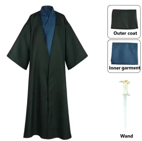 Adult Lord Voldemort Movie Cosplay Costume Mask Wand Halloween Cloak ...