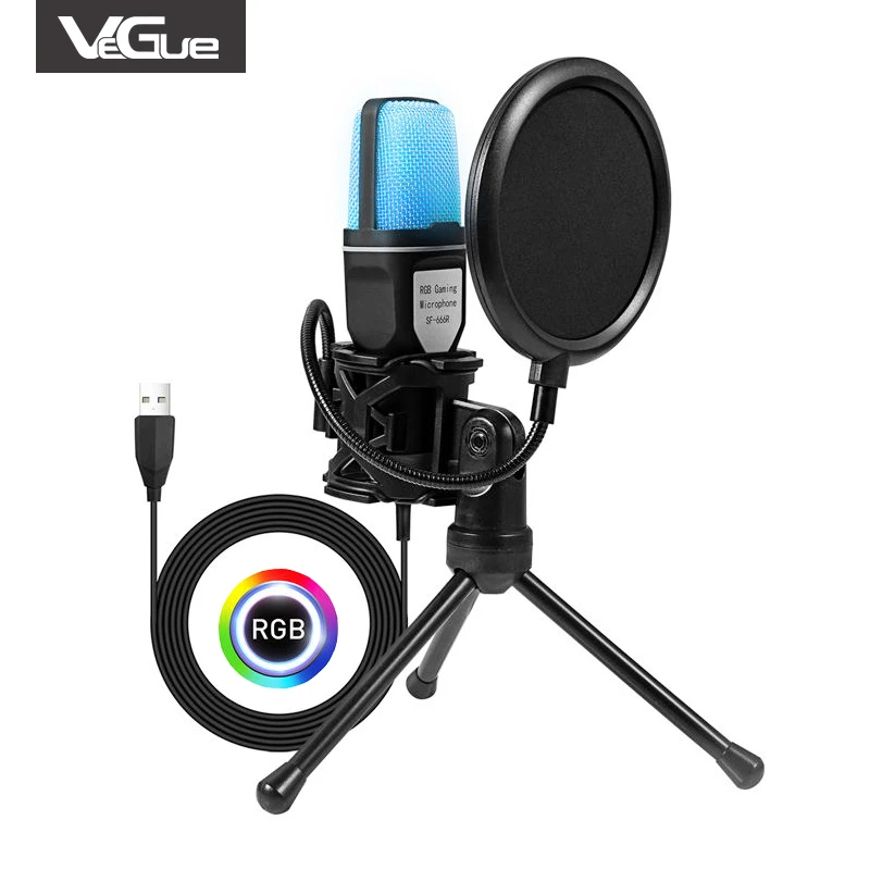 Profesional Rgb Usb Mic Gamer Microphones Streaming Microfono Desktop ...
