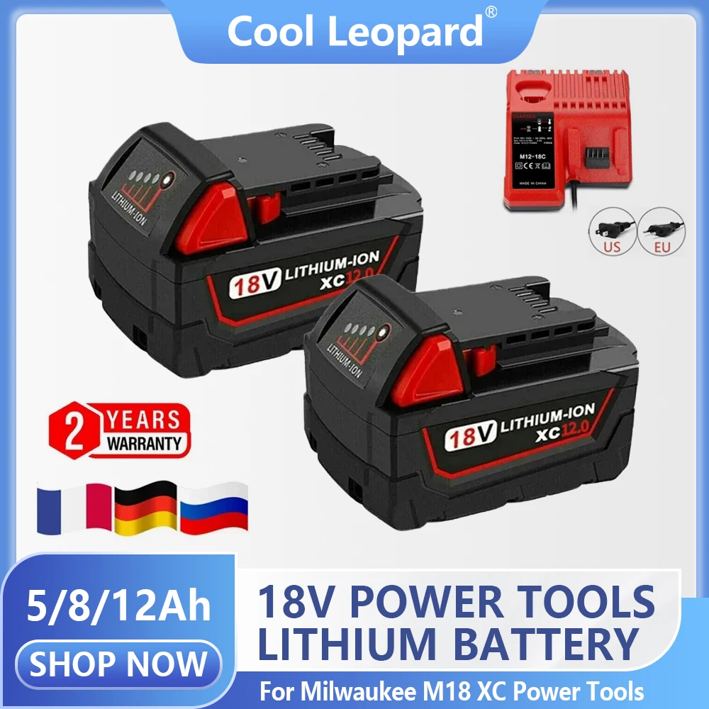 18V-Lithium-Battery-Original-12Ah-Rechargeable-Battery-for-Milwaukee ...