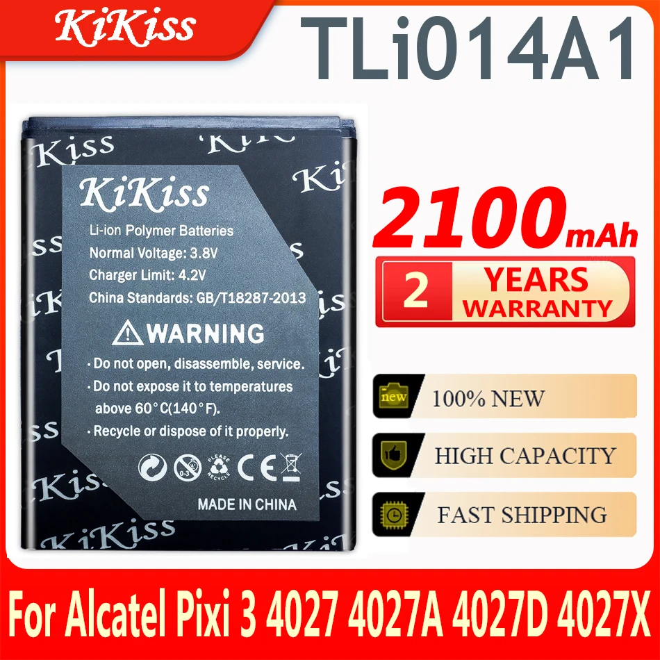 KiKiss New 2100mAh Battery TLi014A1 for Alcatel Pixi 3 4.5" 4027 4027A ...