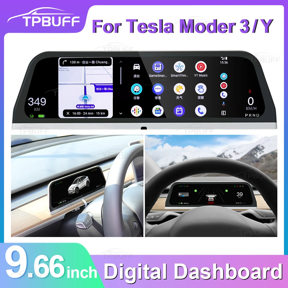 TPBUFF-Digital-Dashboard-Heads-Up-For-Tesla-Model-3-Y-Display-Carplay ...