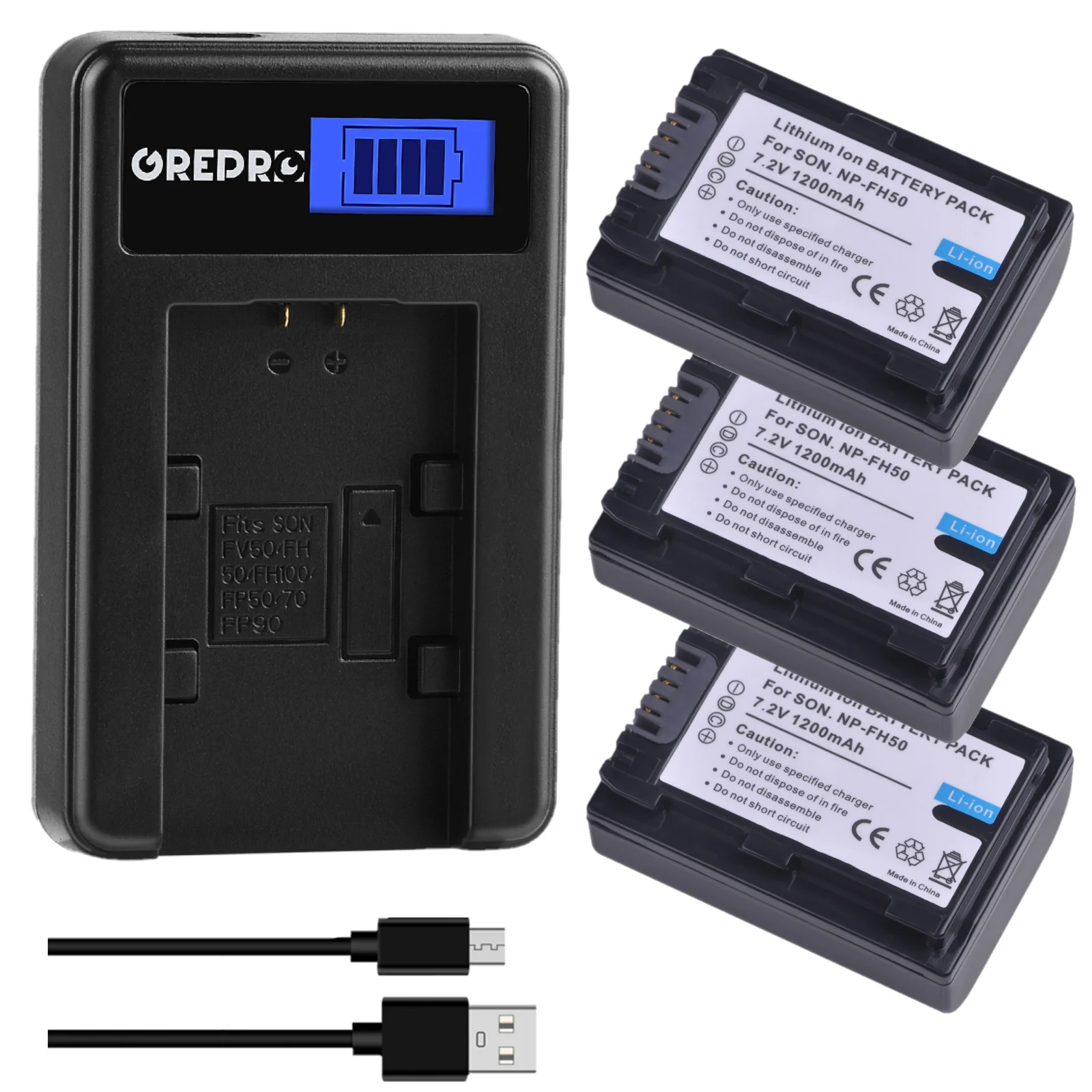 1200mAh NP-FH50 Battery with Charger for Sony A390, A230, DSC-HX1, A380 ...