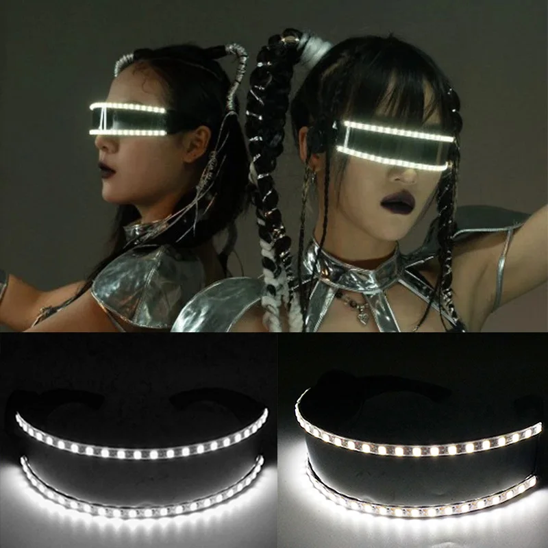 Cyberpunk-Futuristic-Luminous-Cosplay-Glasses-Rave-Cyber-Goggles-LED ...