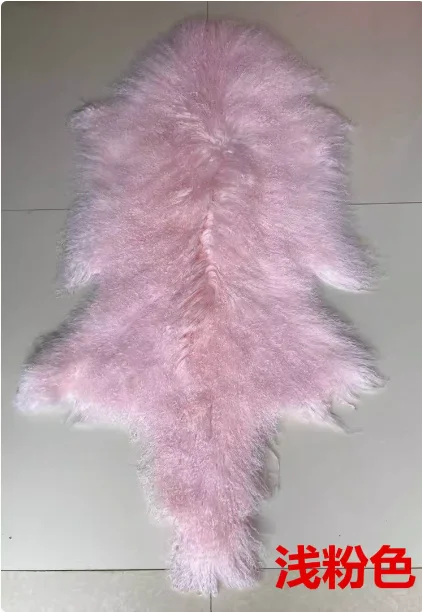 Natural-Pink-Mongolian-Sheepskin-Floor-Mats-Real-Lamb-100-Wool-Rug ...
