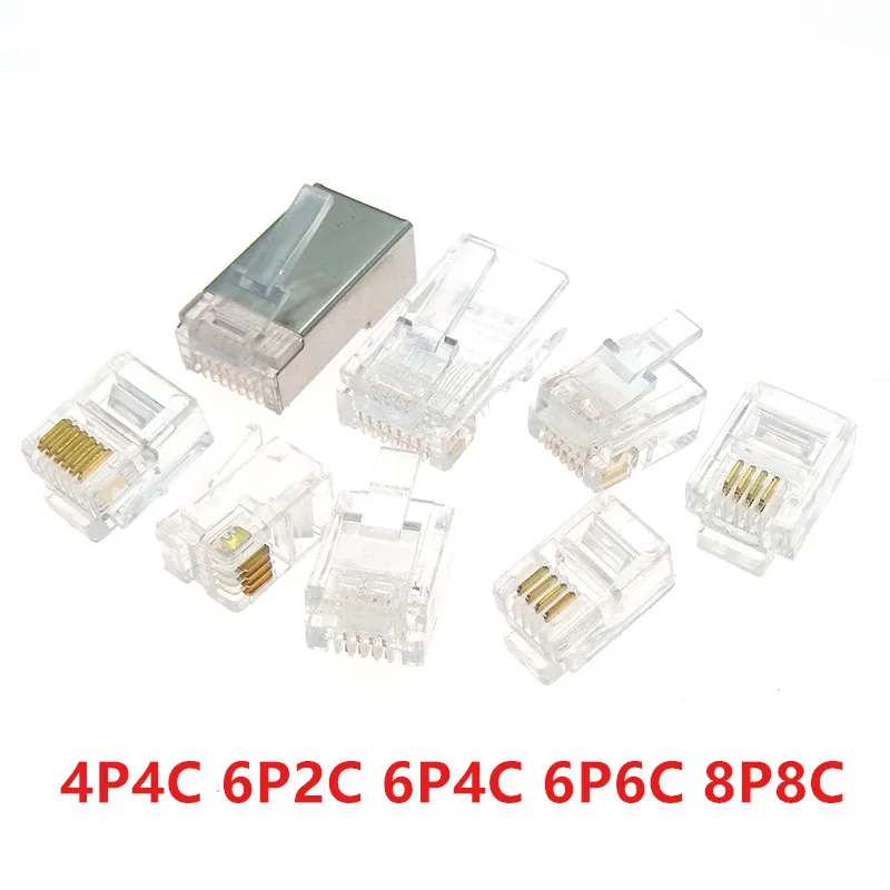 Conector de enchufe Modular RJ11, 4P4C, 6P2C, 6P4C, 6P6C, 8P8, Internet ...