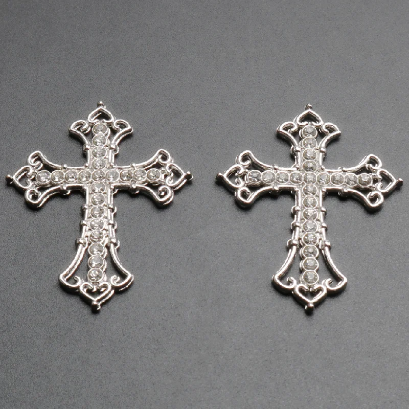4pcs-Silver-Plated-Hollow-Handmade-Rhinestone-Catholic-Crosses-Pendant ...