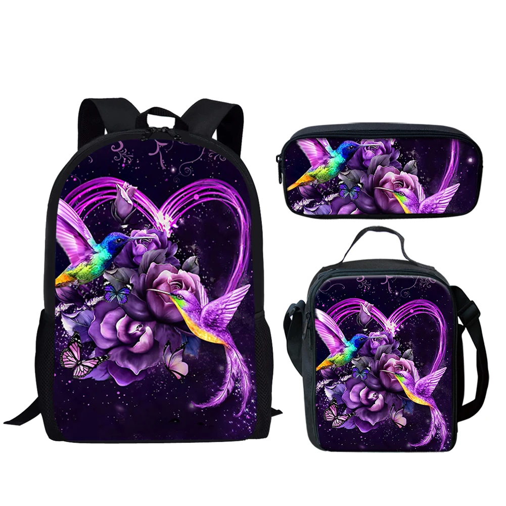 Belidome-3Pcs-Schoolbag-for-Teen-Boys-Girls-Hummingbird-Floral-Print ...