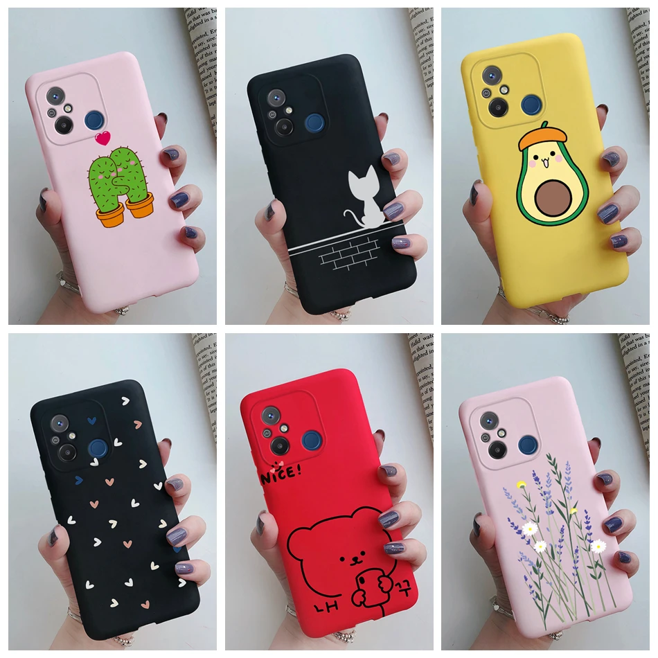 For-Xiaomi-Redmi-12C-Case-Poco-C55-Cute-Cat-Cactus-Cover-Silicone-Phone ...