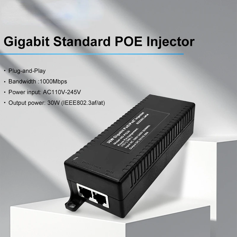 Gigabit POE Injector 52V Power supply adapter 1000M Device Output 30w Standard Power Supply ...