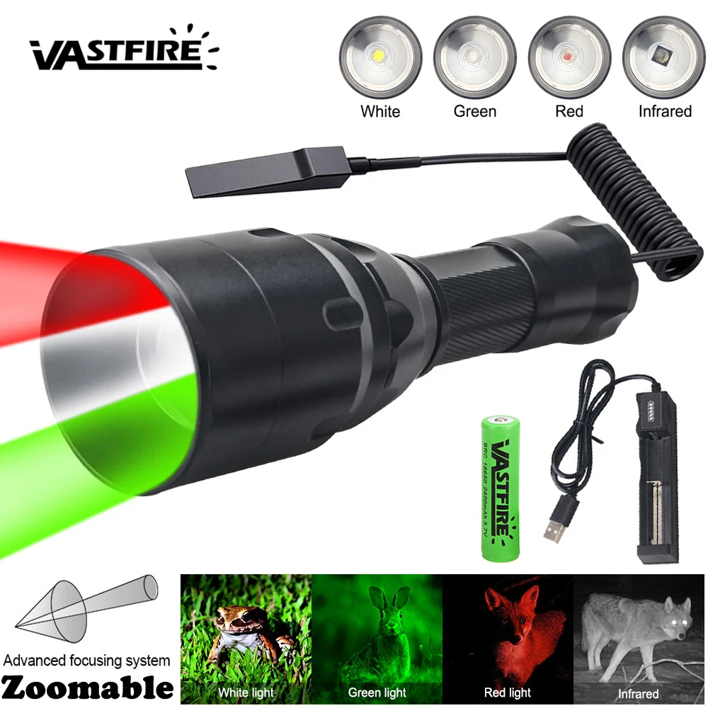 Professional-Zoomable-LED-Hunting-Flashlight-Tactical-1-Mode-Torch ...