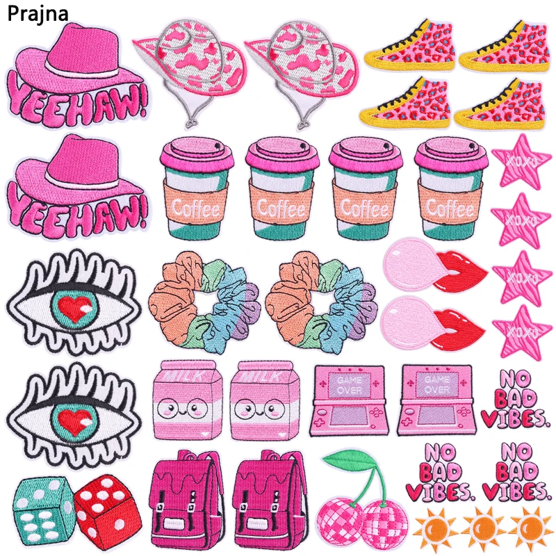5PCS-Pink-Cartoon-Style-Patch-Embroidered-Patches-For-Clothes-Jacket ...
