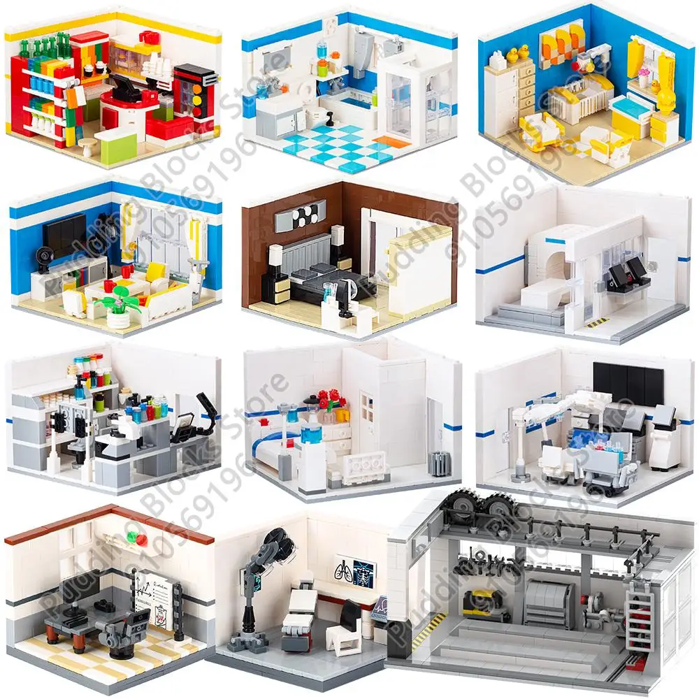 MOOXI-City-Street-View-Set-Room-MOC-Bricks-Hospital-Bathroom-Compatible ...