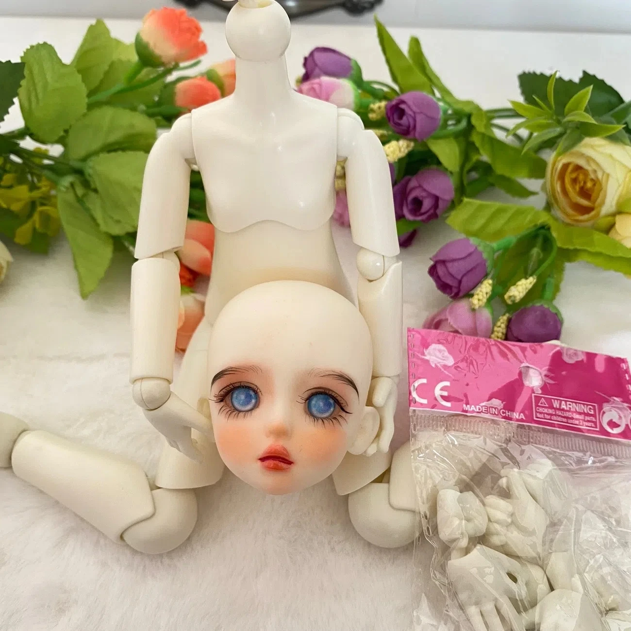 1/6 Makeup Head Acrylic Hand painted Makeup Cute Head Mechanical joint ...