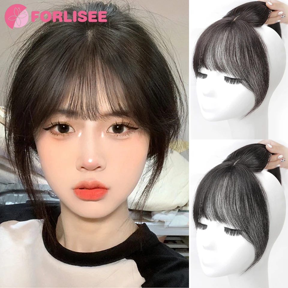 FORLISEE Synthetic Topper Hairpiece False Bang Clip-In Bangs Extension ...