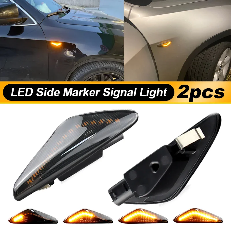 2pcs LED Dynamic Side Marker Turn Signal Blinker Flowing Water Blinker ...