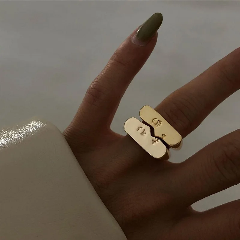 2Pcs-Creative-Design-Sense-Face-Couple-Rings-Vintage-Punk-Paired-Rings ...
