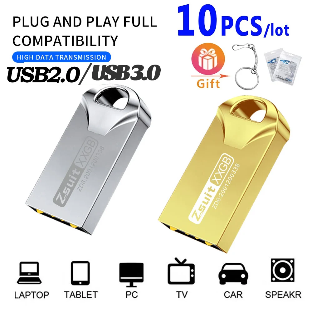 10pcs-Waterproof-Metal-USB-Flash-Drive-64GB-Pendrive-Flash-Disk-128G ...