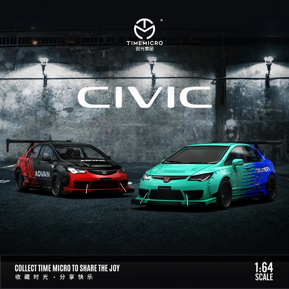 Time-Micro-1-64-Civic-Modify-Car-Advan-Falken-Painting-Diecast-Model ...