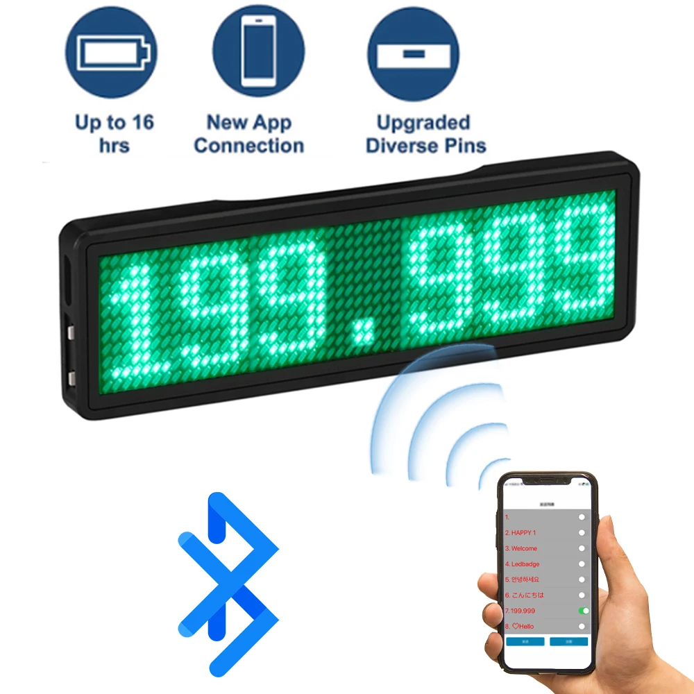 Bluetooth LED Name Badge DIY Programmable Scrolling Message Board Mini ...