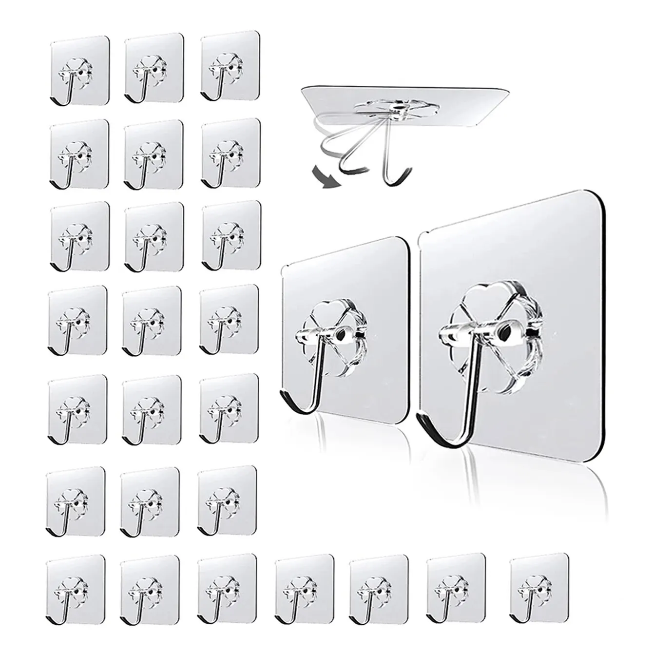 30pc-Transparent-Wall-Mount-Hooks-Strong-Grip-Traceless-Easy-Install ...