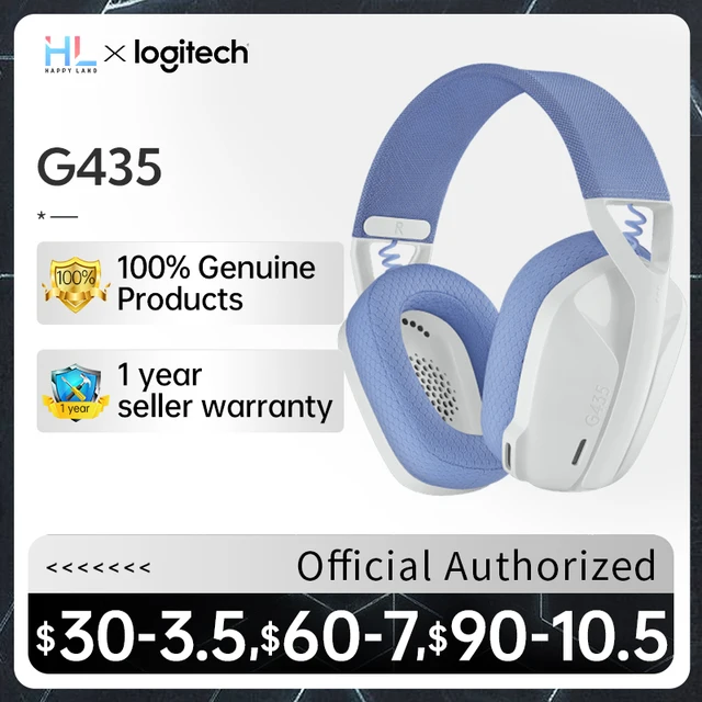 게이밍 헤드셋 Logitech-G435 광속 무선 게임용 헤드셋, 7.1 서라운드 사운드 게이머 블루투스 헤드폰, PC 노트북과 ...