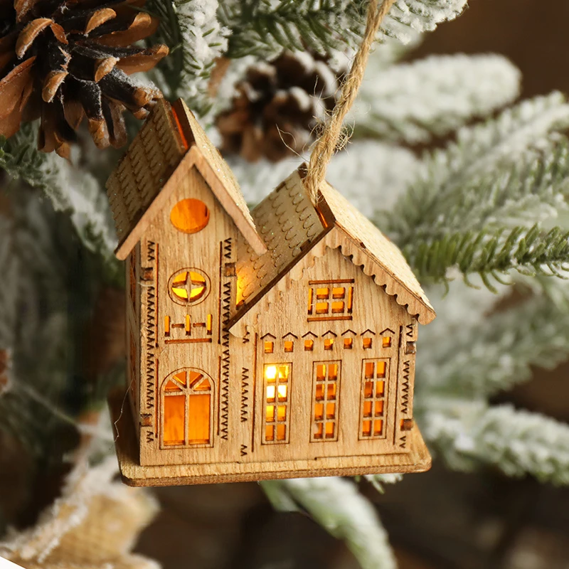 Christmas-LED-Lights-Wooden-House-Lighting-Cabin-Christmas-Tree ...
