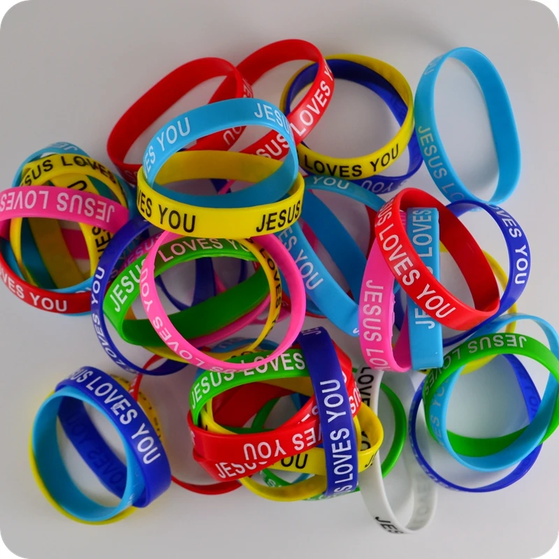 25x JESUS LOVES YOU Silicone Bracelet Bangle Wristband Catholic ...