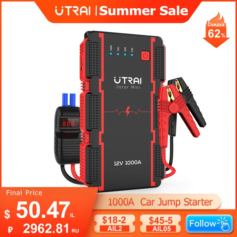 UTRAI 1000A Jump Starter Power Bank Starting Device Portable Emergency ...