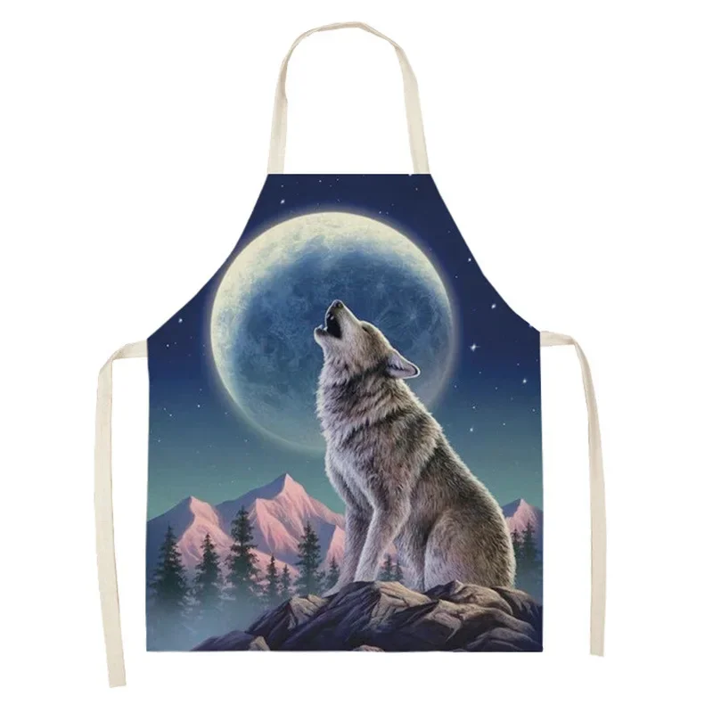 1Pcs-Wolf-Night-Pattern-3D-Art-Cleaning-Aprons-Home-Cooking-Baking ...