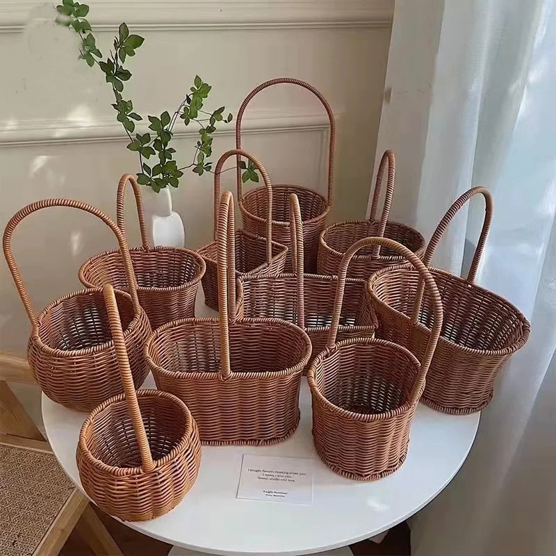 Basket-Mini-Baskets-Flower-Small-For-Woven-Wicker-Miniature-With-Picnic ...