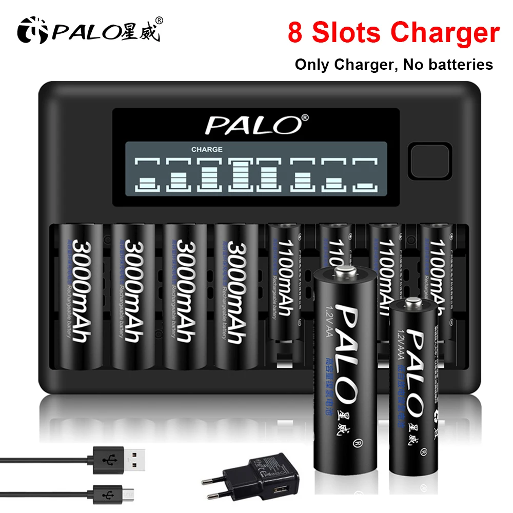 Fast Smart Aaa Aa Charger 8 Slots Lcd Display Intelligent Aa Aaa ...